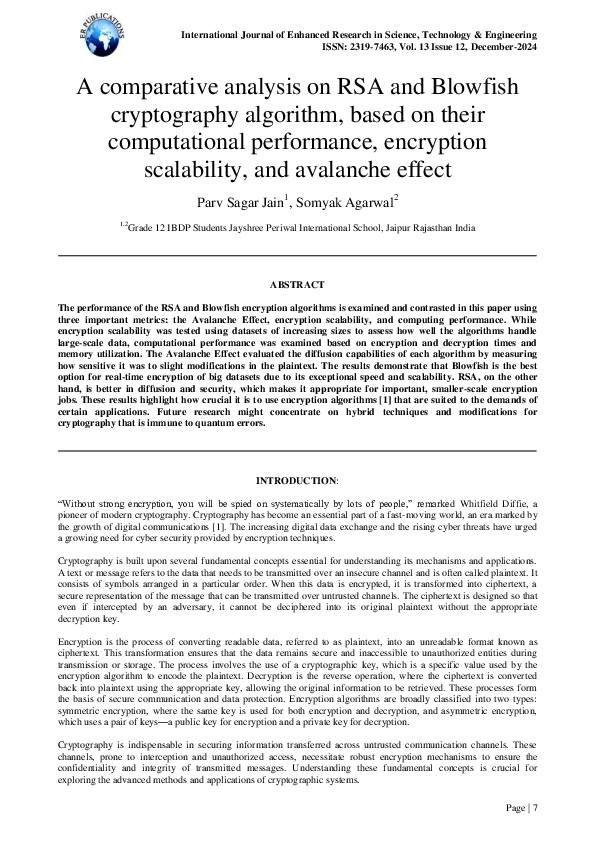 (PDF) A comparative analysis on RSA and Blowfish cryptography algorithm ...