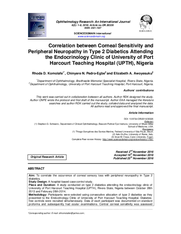 (PDF) Correlation between Corneal Sensitivity and Peripheral Neuropathy ...