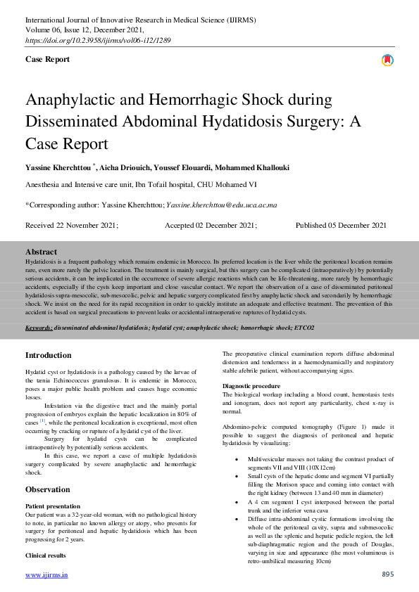 (PDF) Anaphylactic and Hemorrhagic Shock during Disseminated Abdominal ...