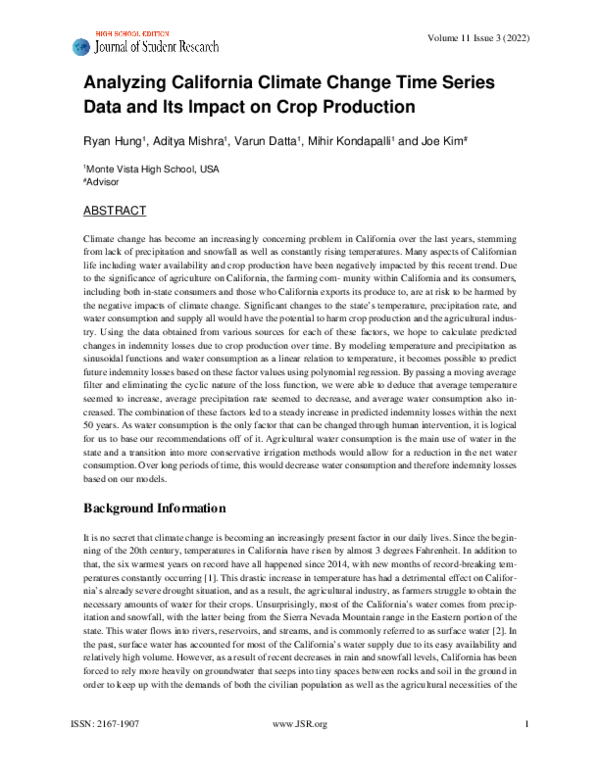 (PDF) Analyzing California Climate Change Time Series Data and Its ...