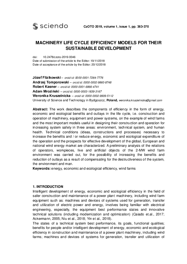 (PDF) Machinery Life Cycle Efficiency Models for their Sustainable ...