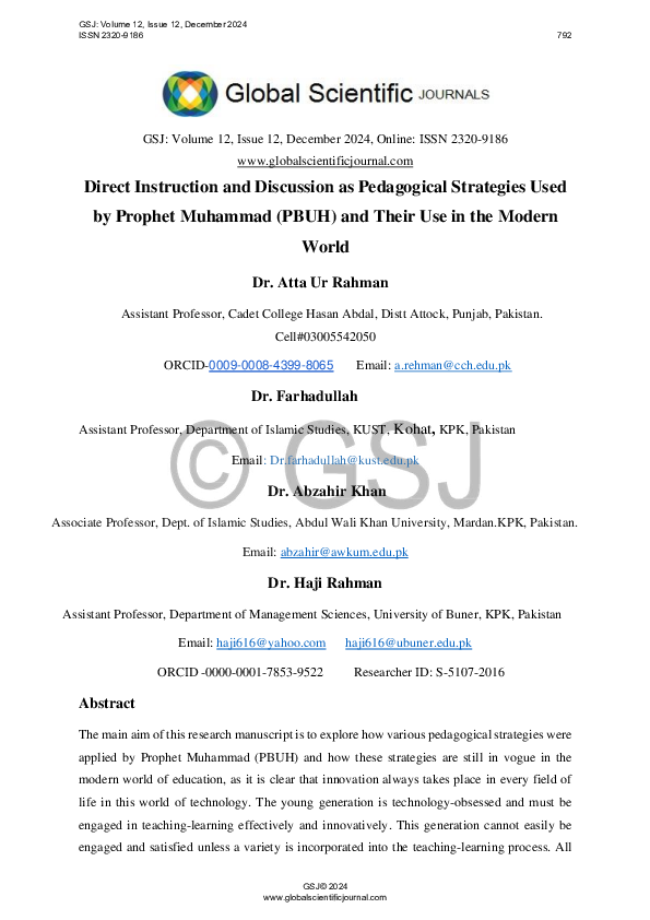 (PDF) Direct Instruction and Discussion as Pedagogical Strategies Used ...