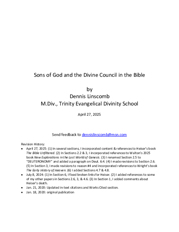 (PDF) Sons of God and the Divine Council in the Bible