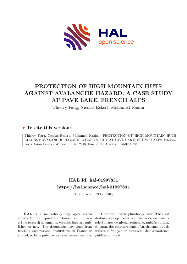 (PDF) Protection of High Mountain Huts Against Avalanche Hazard: A Case ...