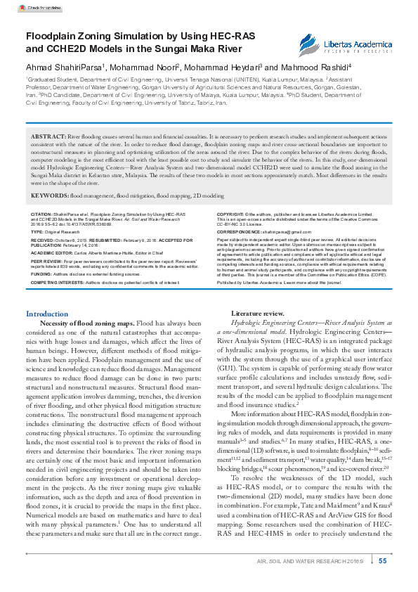 (PDF) Floodplain Zoning Simulation by Using HEC-RAS and CCHE2D Models ...