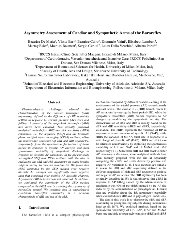 (PDF) Asymmetry Assessment of Cardiac and Sympathetic Arms of the ...
