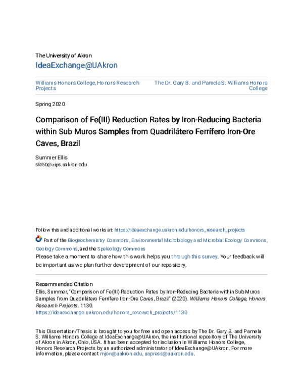 (PDF) Comparison of Fe(III) Reduction Rates by Iron-Reducing Bacteria ...