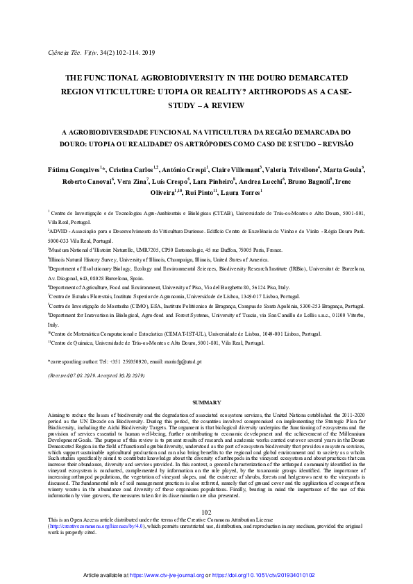 (PDF) The functional agrobiodiversity in the Douro demarcated region ...