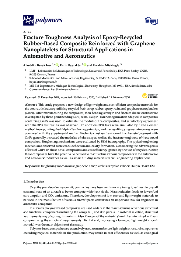 (PDF) Fracture Toughness Analysis of Epoxy-Recycled Rubber-Based Composite Reinforced with ...