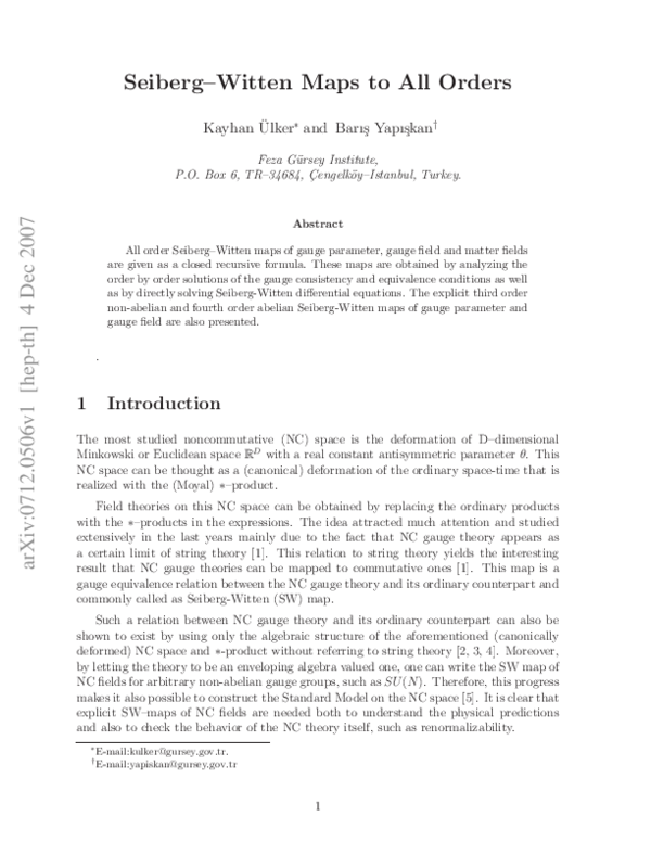 (PDF) Seiberg-Witten maps to all orders