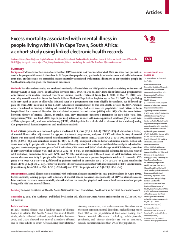 (PDF) Excess mortality associated with mental illness and substance use ...