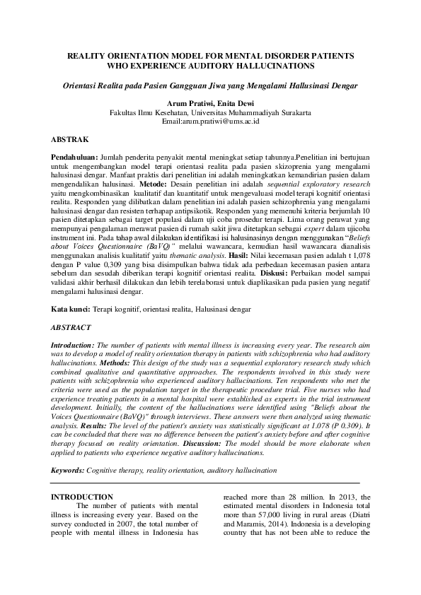 (PDF) Cognitive Therapy: A Reality Orientation Model for Mental Illness Patients That ...