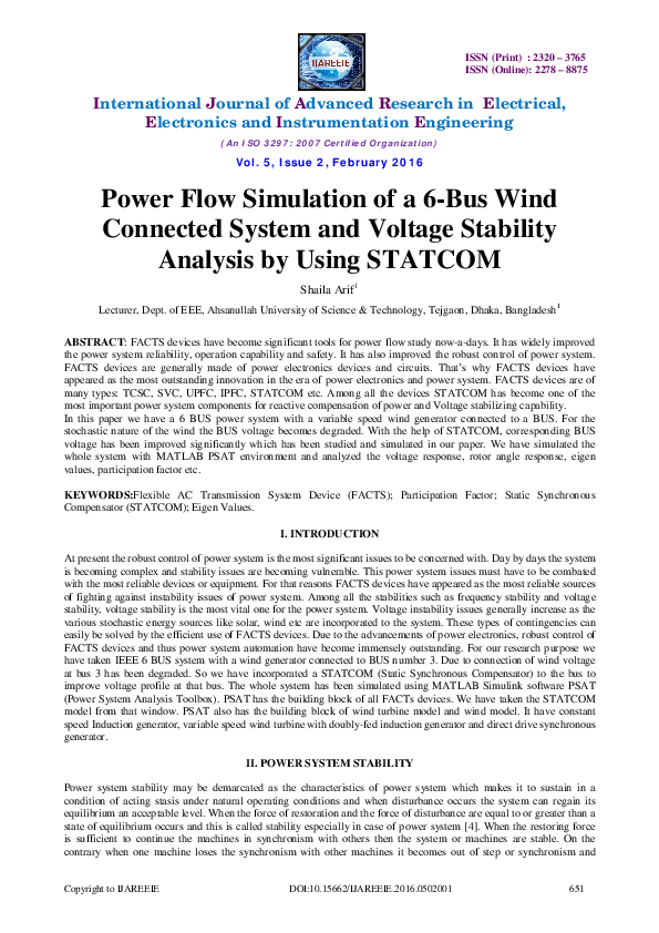 (PDF) Power Flow Simulation of a 6-Bus Wind Connected System and ...