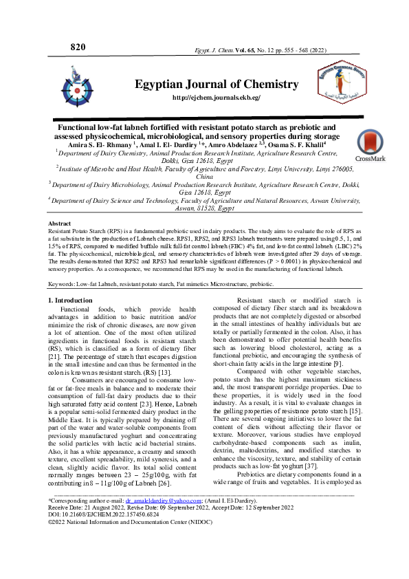 (PDF) Functional low-fat labneh fortified with resistant potato starch as prebiotic and assessed ...