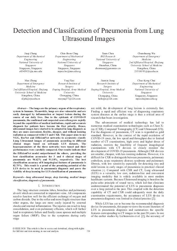 (PDF) Detection and Classification of Pneumonia from Lung Ultrasound Images
