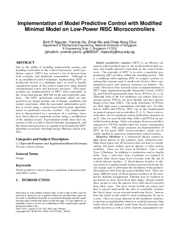 (PDF) Implementation of model predictive control with modified minimal ...