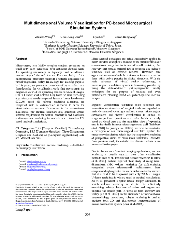 (PDF) Multidimensional volume visualization for PC-based microsurgical simulation system