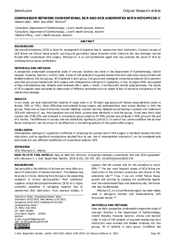 (PDF) Comparison Between Conventional DCR and DCR Augmented with ...