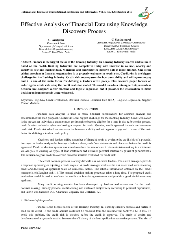 (PDF) Effective Analysis of Financial Data using Knowledge Discovery Process