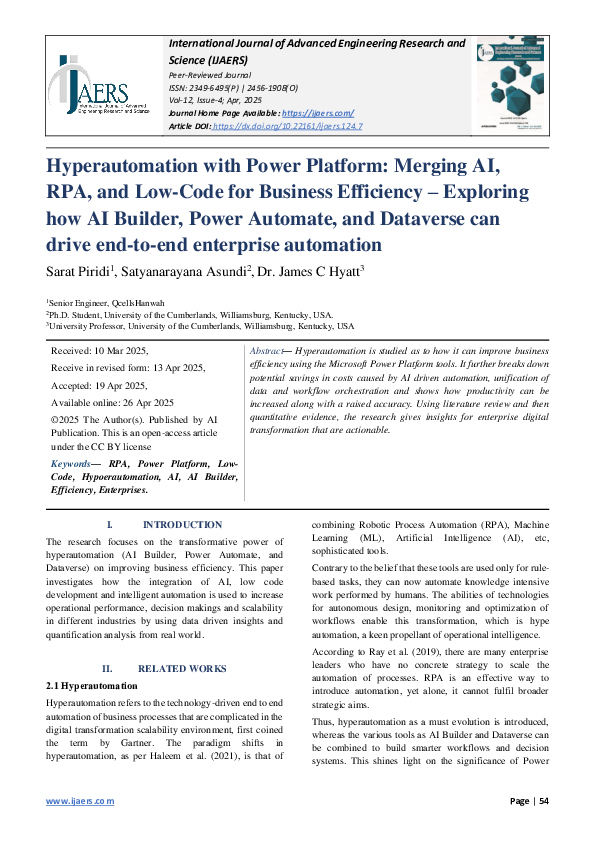 (PDF) Hyperautomation with Power Platform: Merging AI, RPA, and Low ...