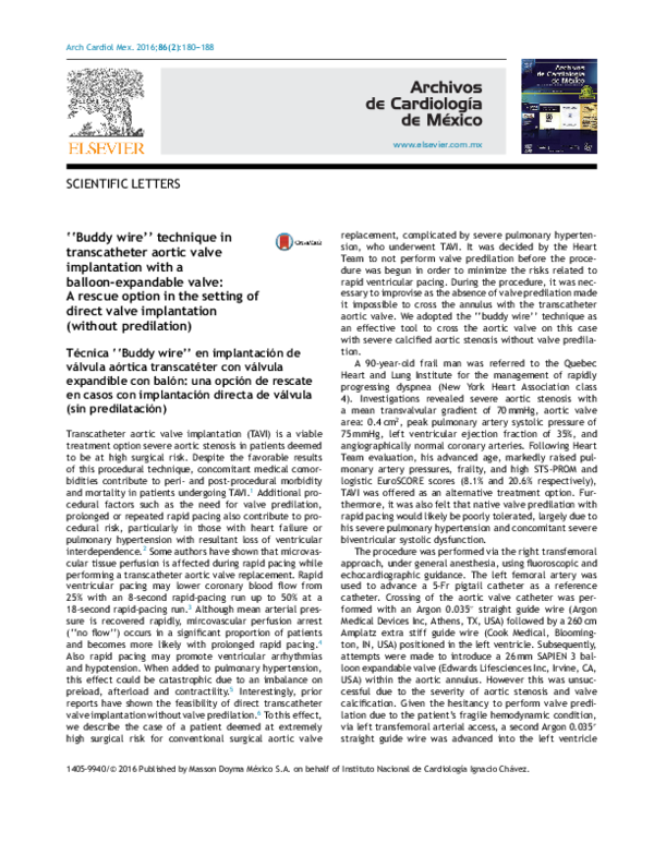 (PDF) “Buddy wire” technique in transcatheter aortic valve implantation ...