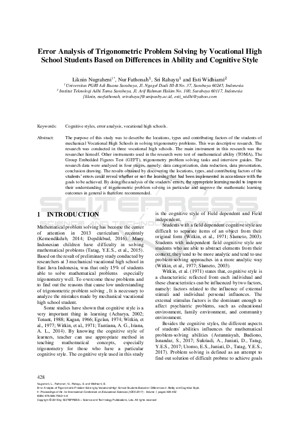 (PDF) Error Analysis of Trigonometric Problem Solving by Vocational ...