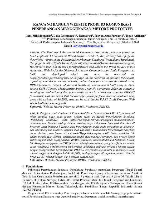 (PDF) Rancang Bangun Website Prodi D3 Komunikasi Penerbangan Menggunakan Metode Prototype