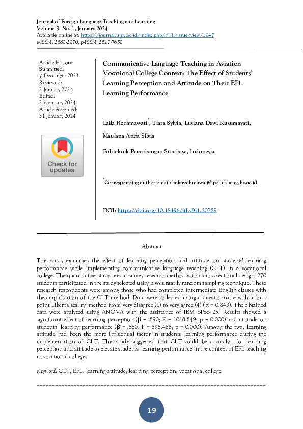 (PDF) Communicative Language Teaching in Aviation Vocational College Context: The Effect of ...