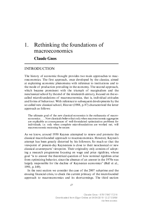 (PDF) Rethinking the foundations of macroeconomics