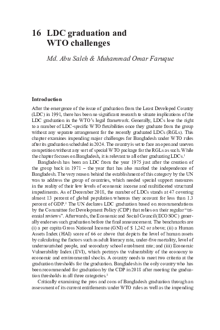 (PDF) LDC graduation and WTO challenges