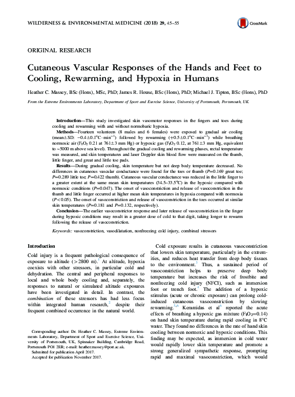 (PDF) Cutaneous Vascular Responses of the Hands and Feet to Cooling ...
