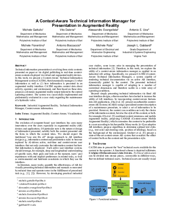 (PDF) A Context-Aware Technical Information Manager for Presentation in ...