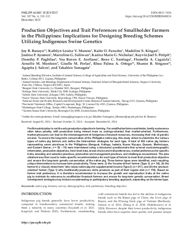 (PDF) Production Objectives and Trait Preferences of Smallholder Farmers in the Philippines ...