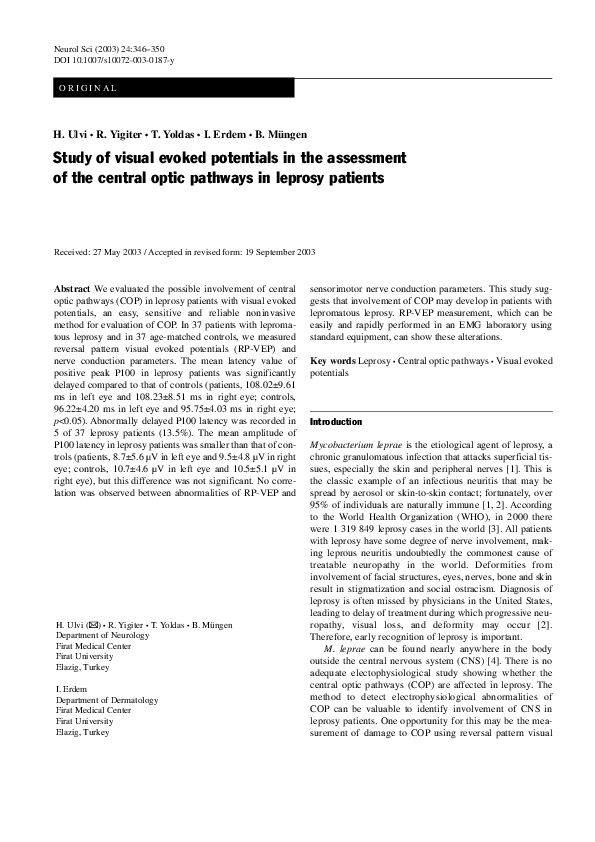 (PDF) Study of visual evoked potentials in the assessment of the ...