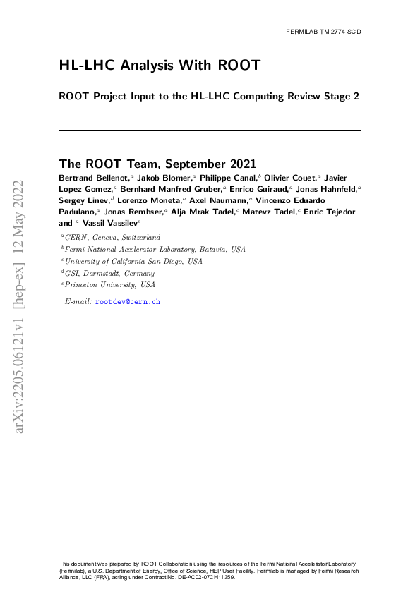 (PDF) HL-LHC Analysis With ROOT: ROOT Project Input to the HL-LHC ...