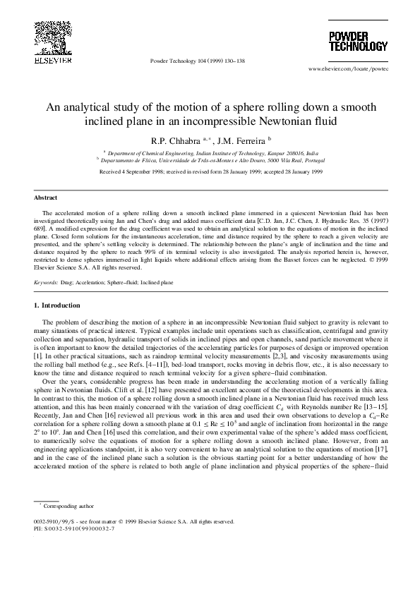 (PDF) An analytical study of the motion of a sphere rolling down a ...