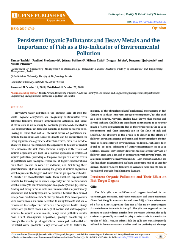 (PDF) Persistent Organic Pollutants and Heavy Metals and the Importance ...