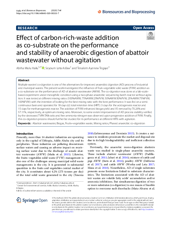 (PDF) Effect of carbon-rich-waste addition as co-substrate on the ...