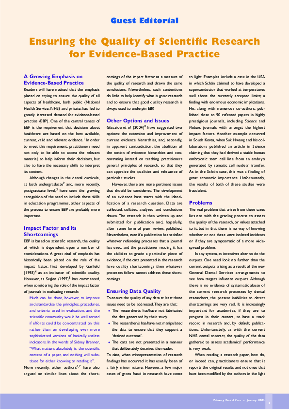 (PDF) Ensuring the Quality of Scientific Research for Evidence-Based ...