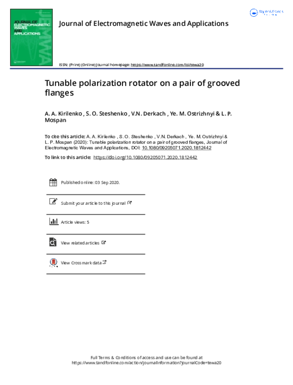 (PDF) Tunable polarization rotator on a pair of grooved flanges
