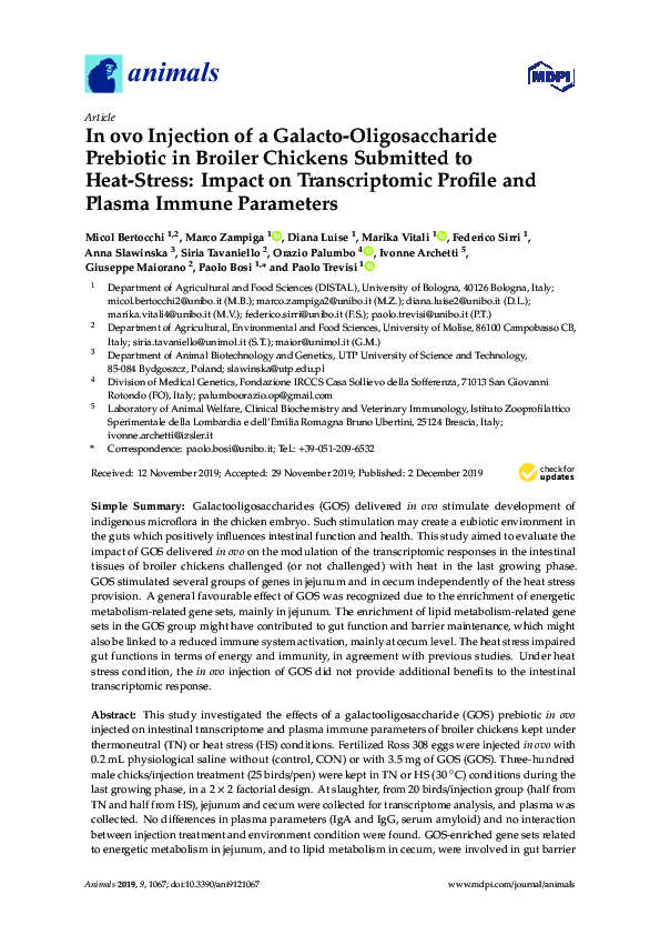 (PDF) In ovo Injection of a Galacto-Oligosaccharide Prebiotic in ...