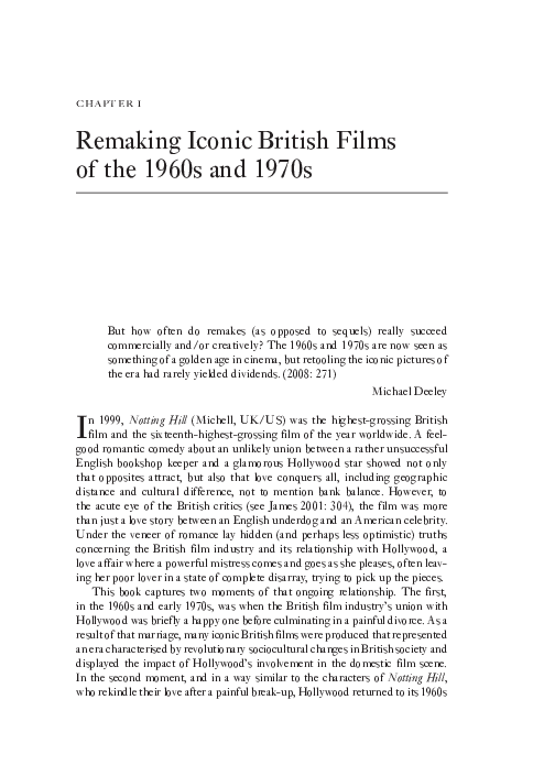 (PDF) Hollywood Remakes of Iconic British Films: Class, Gender and Stardom
