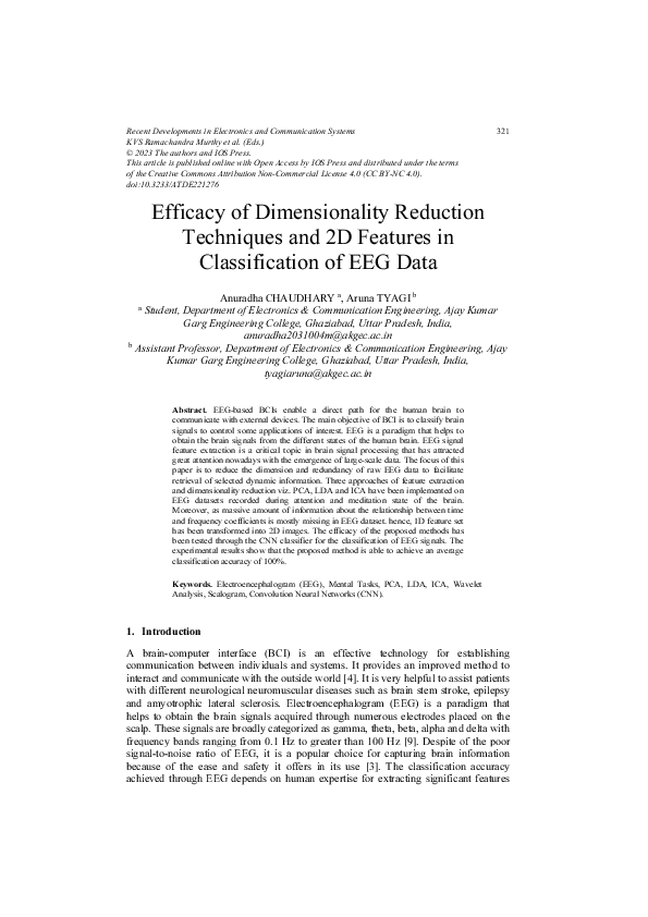 (PDF) Efficacy of Dimensionality Reduction Techniques and 2D Features ...