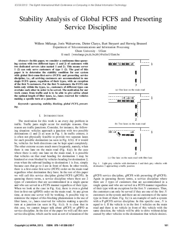 (PDF) Stability analysis of global FCFS and presorting service discipline