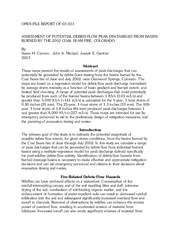 (PDF) Assessment of potential debris-flow peak discharges from basins ...