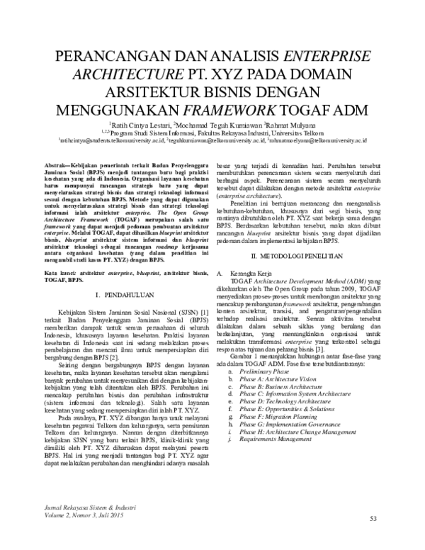 (PDF) Perancangan Dan Analisis Enterprise Architecture PT Xyz Pada Domain Arsitektur Bisnis ...