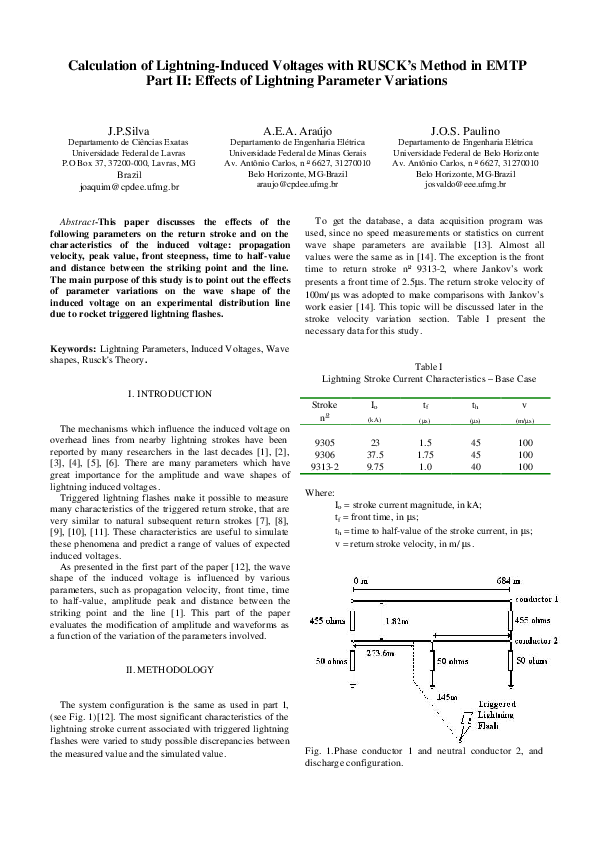 (PDF) Calculation of lightning-induced voltages with Rusck's method in ...
