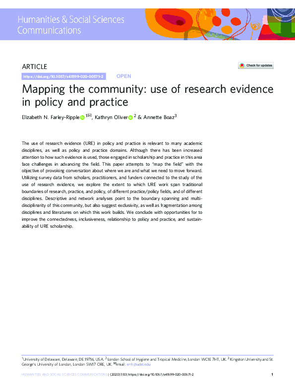 (PDF) Mapping the community: use of research evidence in policy and ...