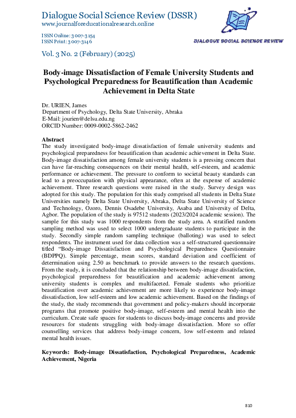 (PDF) Body-image Dissatisfaction of Female University Students and ...