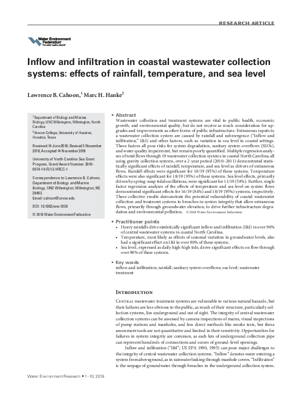 (PDF) Inflow and infiltration in coastal wastewater collection systems ...